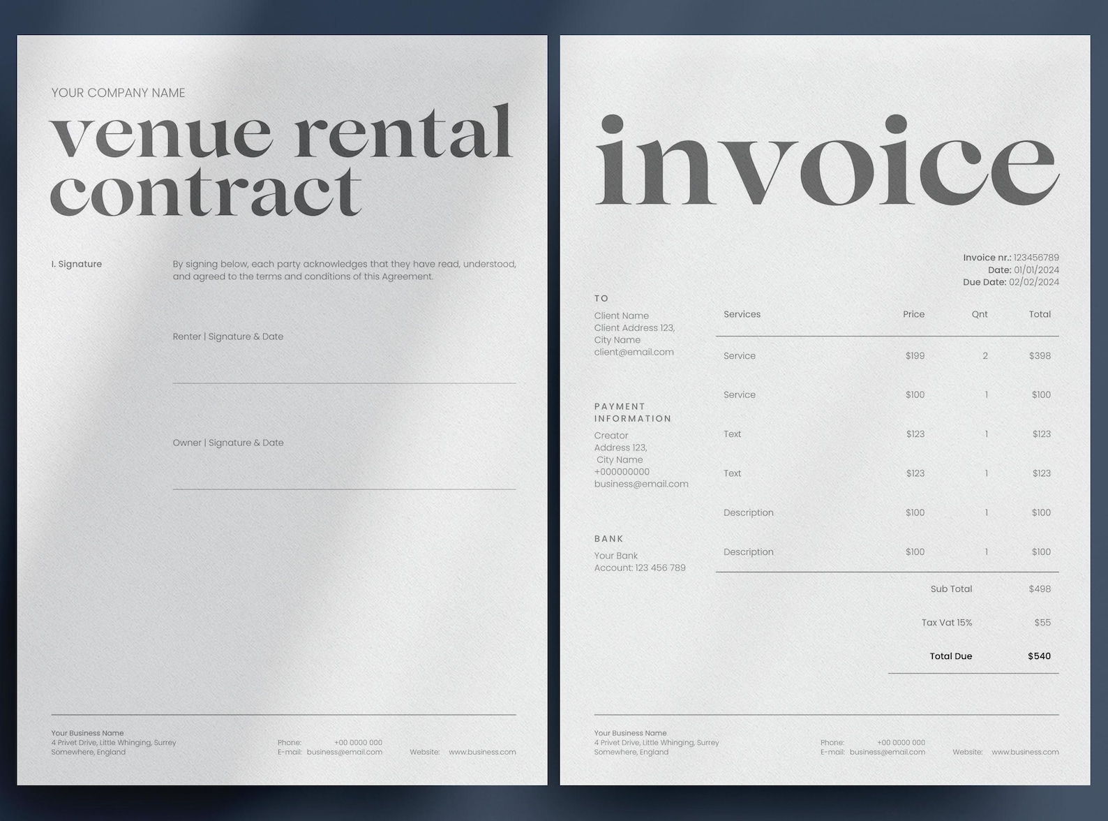 Venue Rental Agreement Template: Event Space Booking Contract - Etsy