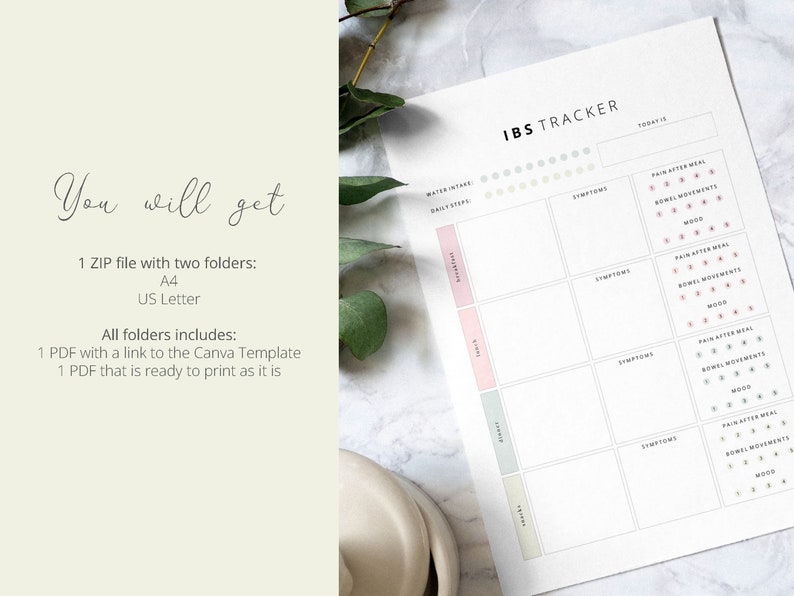 IBS Tracker Printable Size A4, US Letter IBS Symptom Tracker Gut Health ...