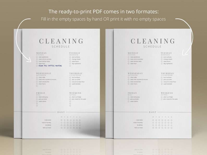 EDITABLE Cleaning Schedule Template House Cleaning Checklist Size A3 ...