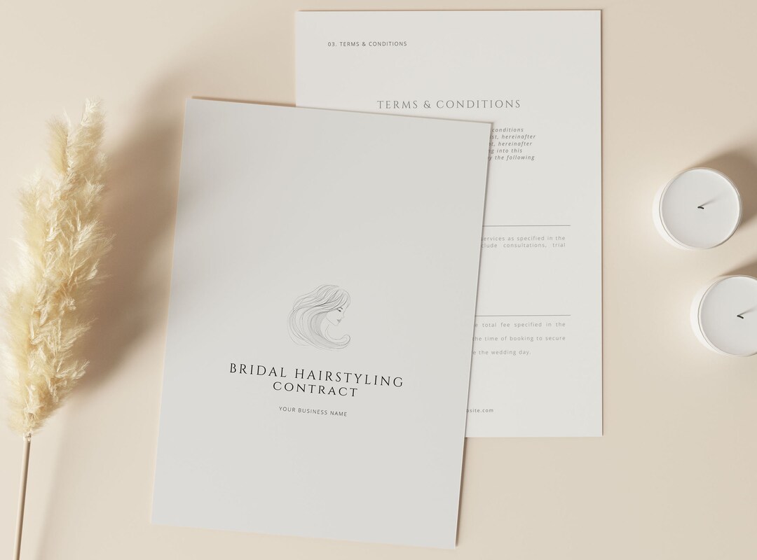 Bridal Hair Contract Template, Wedding Bridal Party Salon Services ...