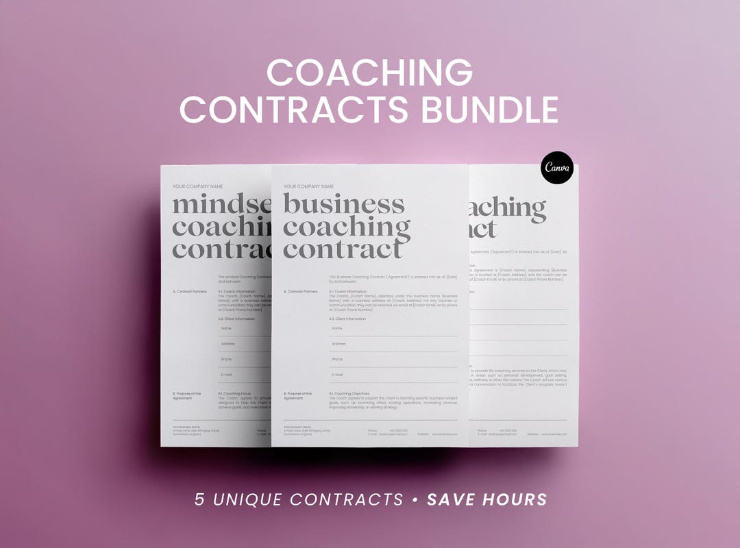Coaching Contract Bundle: 5 Editable Agreements for Life, Health ...