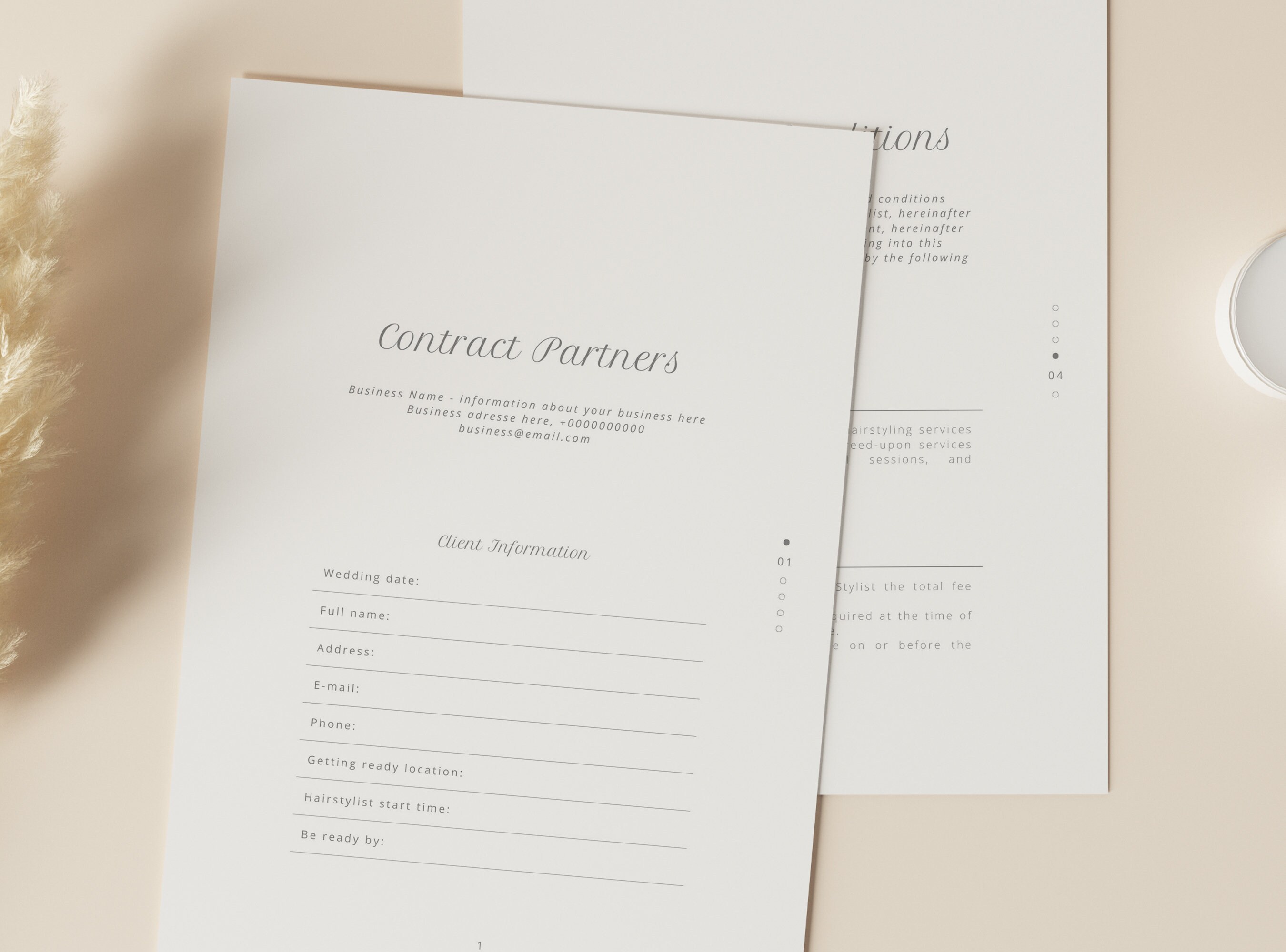 Bridal Hair Contract Template, Wedding Bridal Party Salon Services ...
