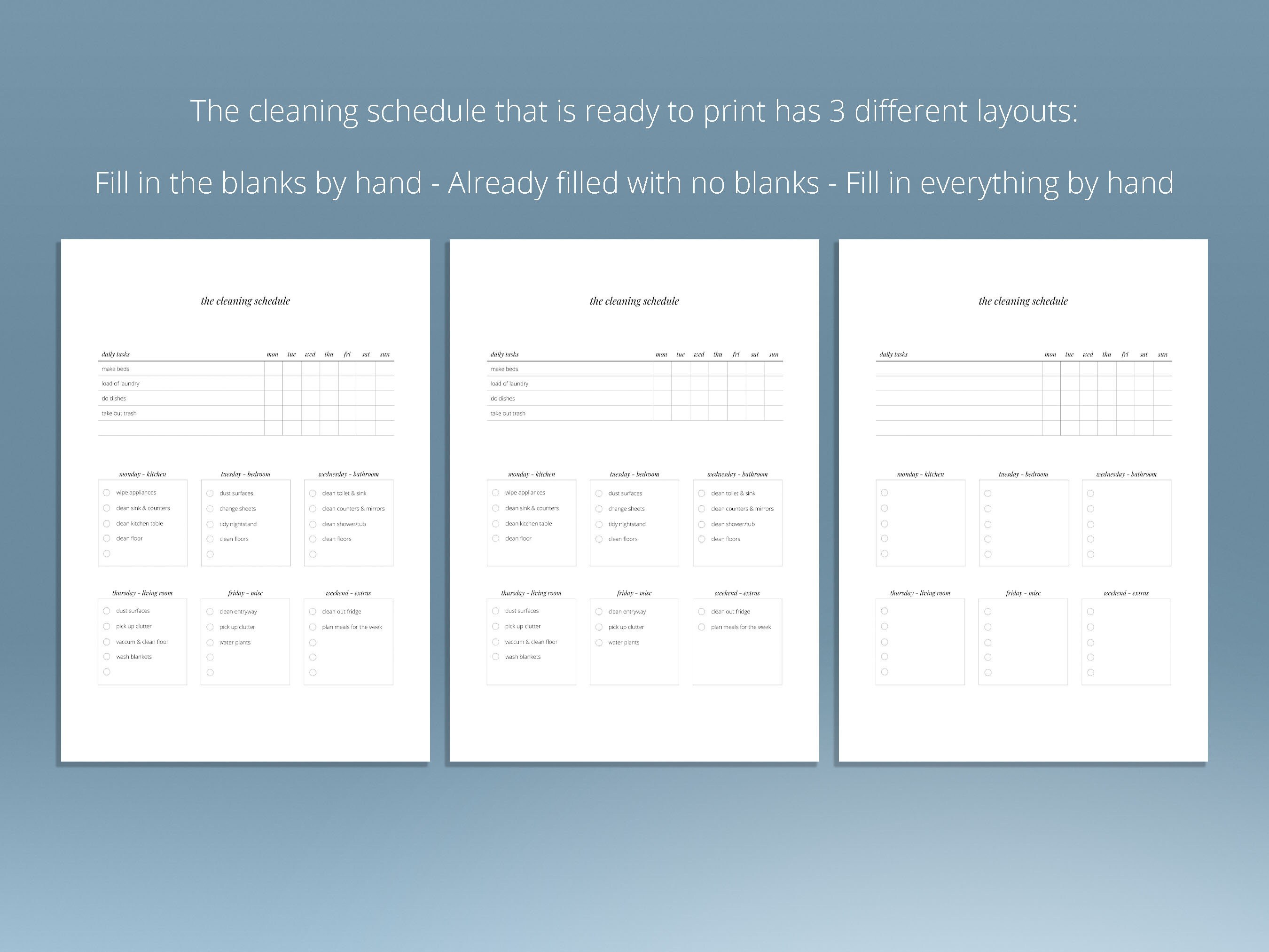EDITABLE Cleaning Schedule | Cleaning Checklist | Cleaning Template ...
