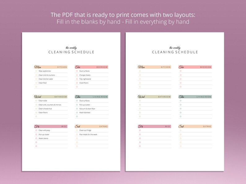 EDITABLE Cleaning Schedule A4, US Letter Cleaning Checklist Cleaning ...