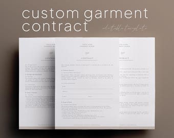 Tailor Made Clothing Agreement, Custom Garment Contract, Tailor Invoice ...