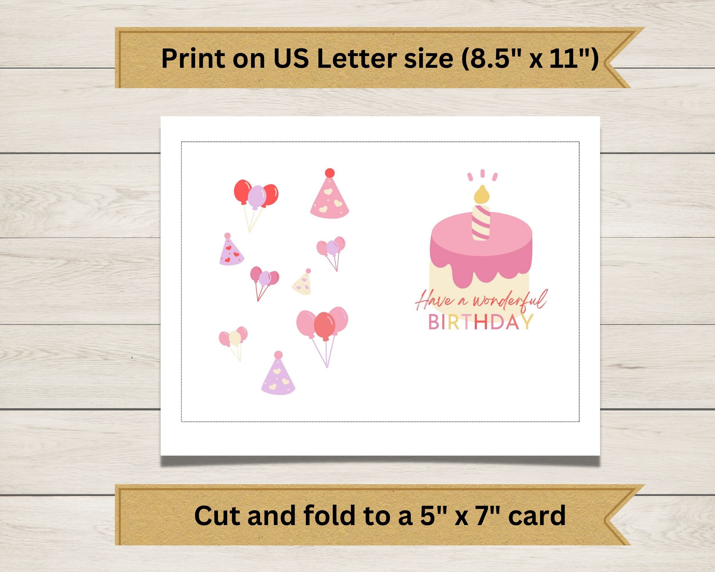 Printable Birthday Card, Cake Birthday Card, Birthday Cake Card ...