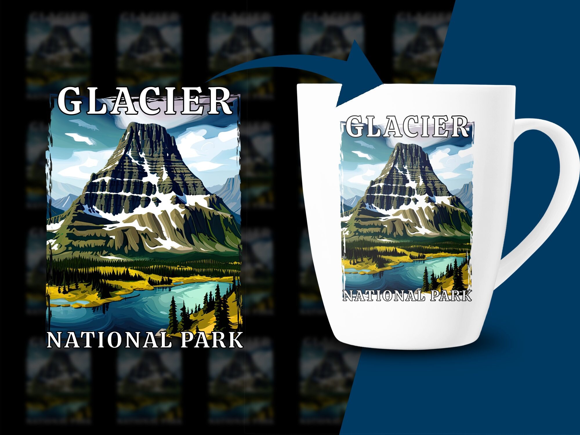 Glacier National Park Montana Png, Jpg, Pdf, Files Clipart, Graphic ...