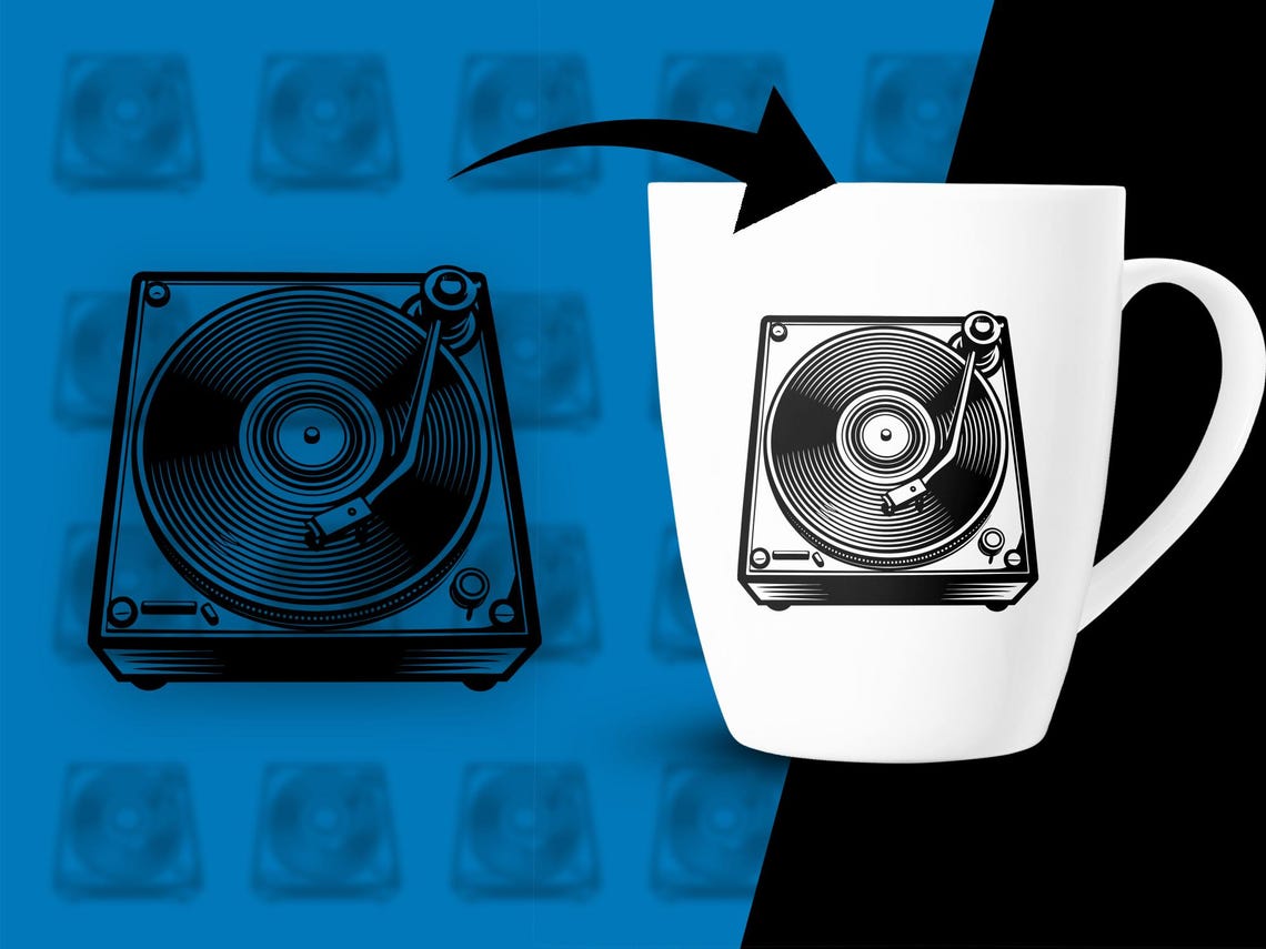 Retro Turntable Digital Svg, Vinyl Record Png, Music Player Eps, Dxf ...