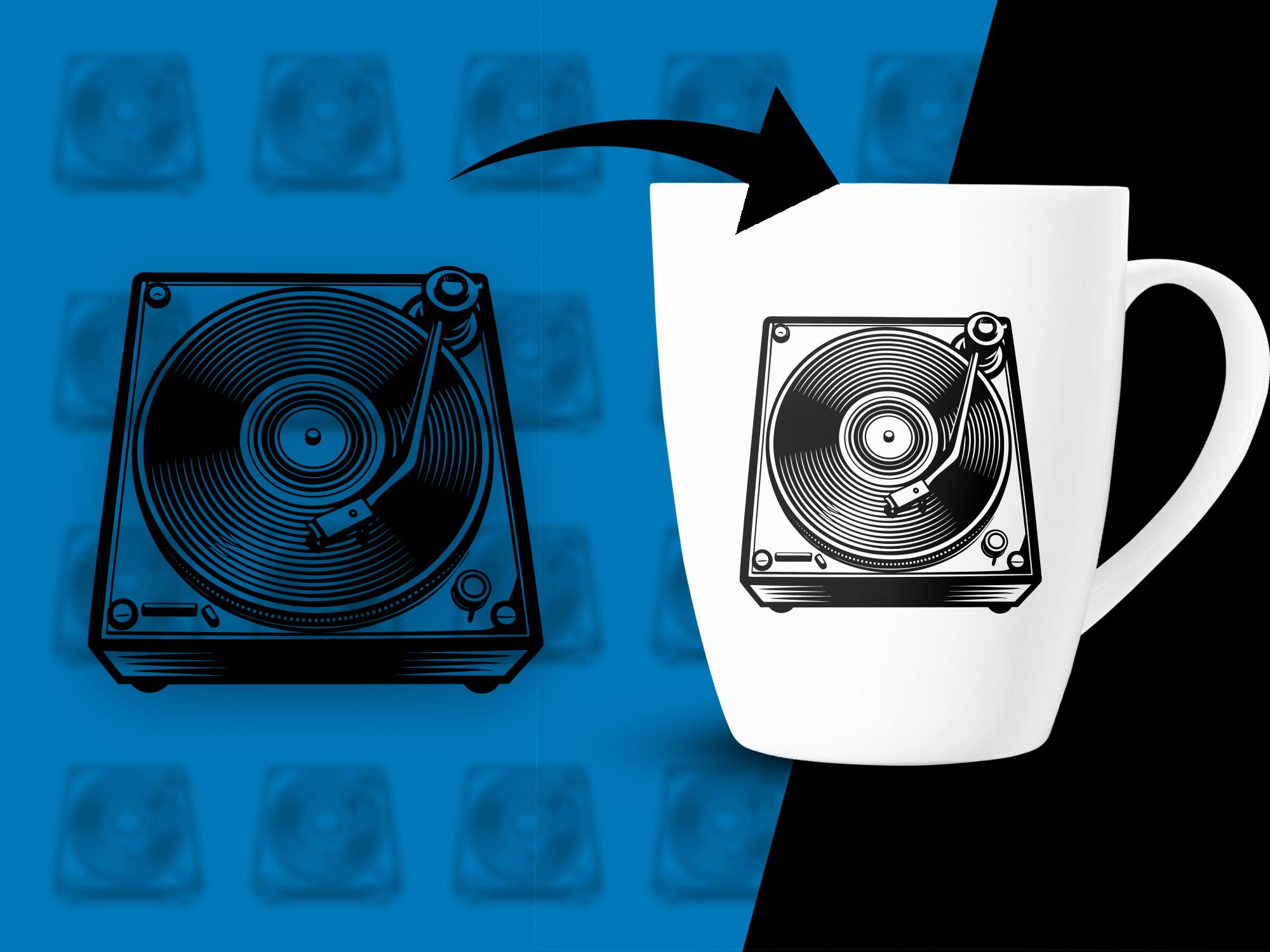 Retro Turntable Digital Svg, Vinyl Record Png, Music Player Eps, Dxf ...