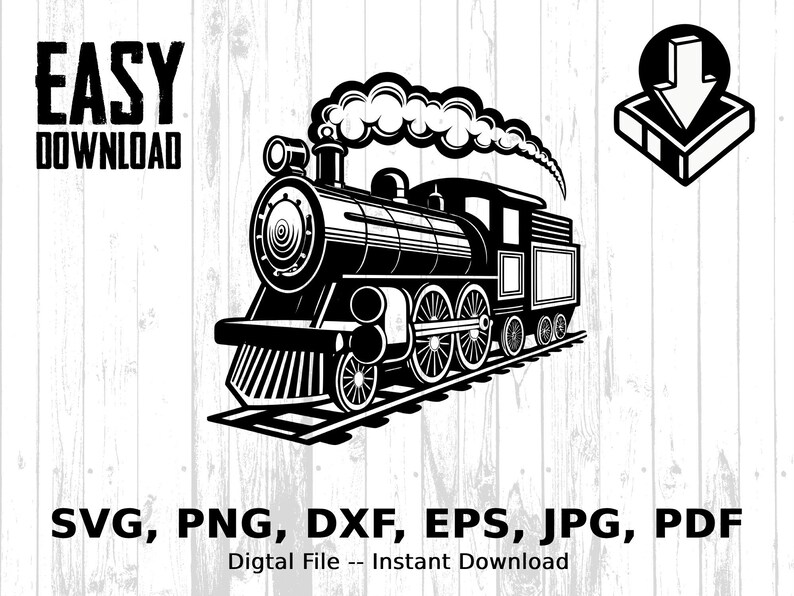 Steam Train Svg, Locomotive Png, Vintage Engine Eps, Train Dxf, Jpg ...