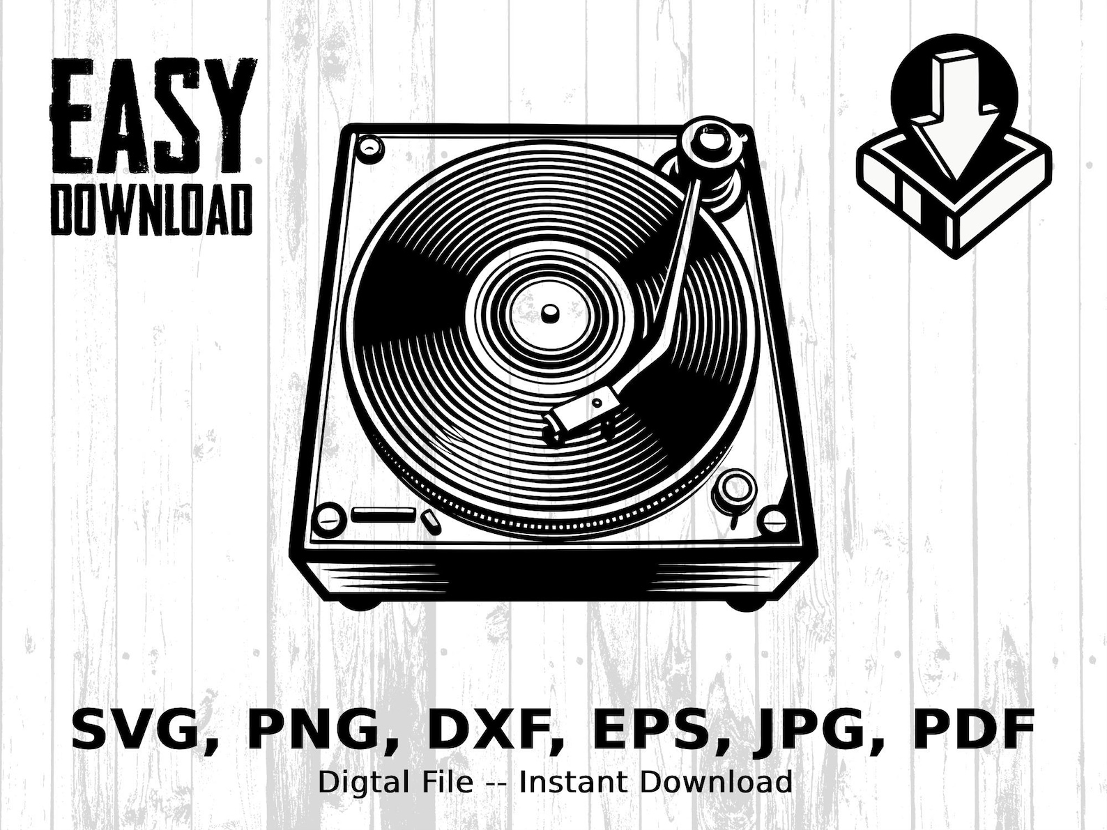 Retro Turntable Digital Svg, Vinyl Record Png, Music Player Eps, Dxf ...