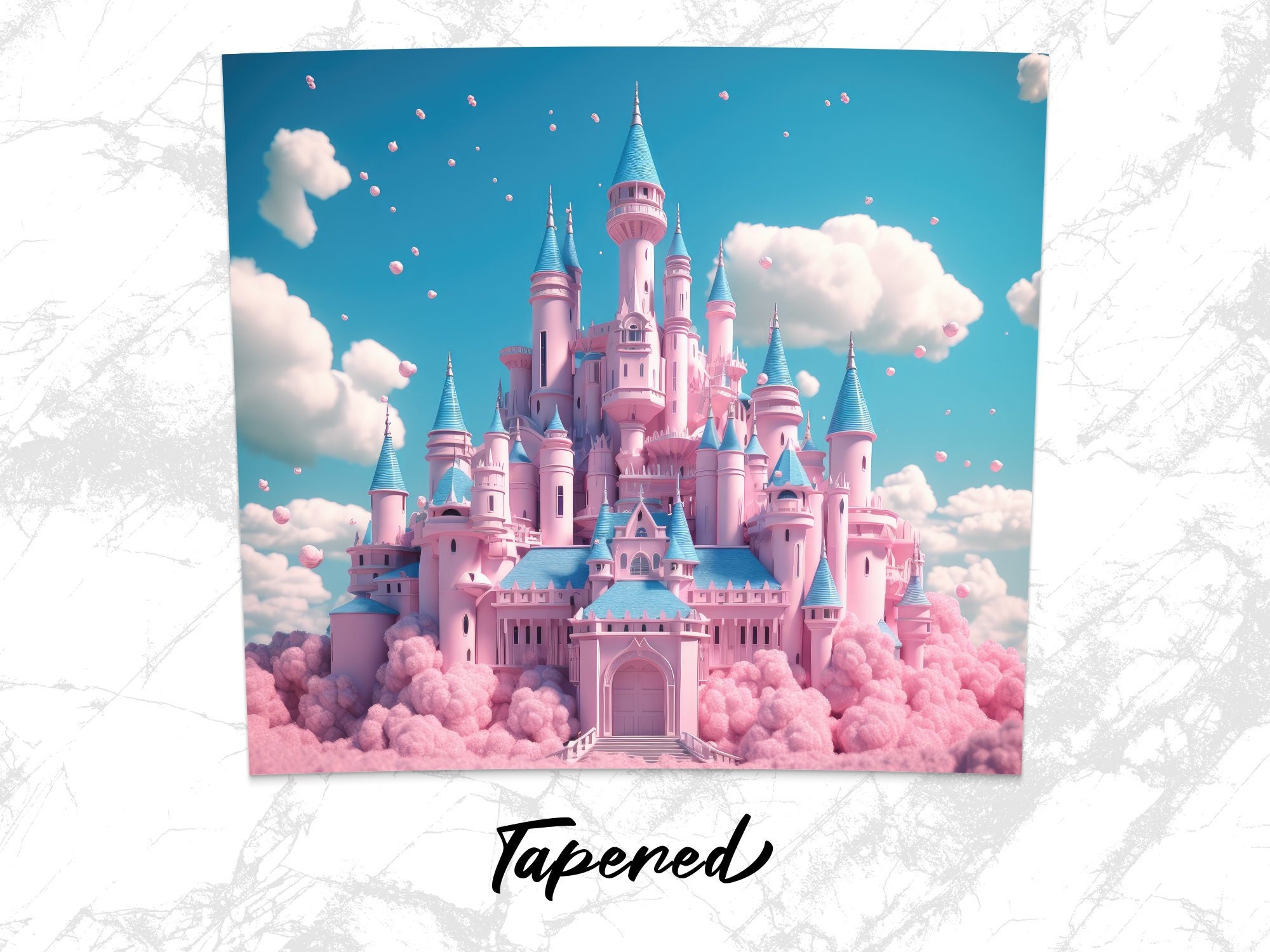 3D Pink Blue Castle 20 Oz Skinny Tumbler Sublimation Design, Straight ...