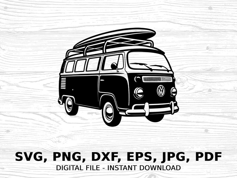 Groovy Travel Bus Digital Surfboard Van Svg, Campervan Png, Retro Car ...
