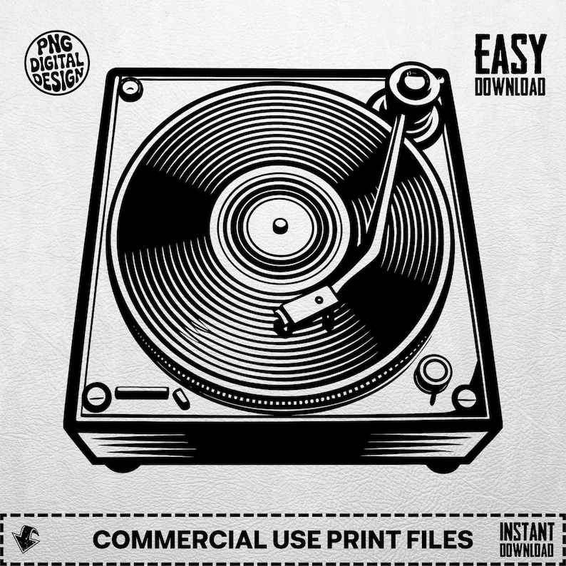 Retro Turntable Digital Svg, Vinyl Record Png, Music Player Eps, Dxf ...