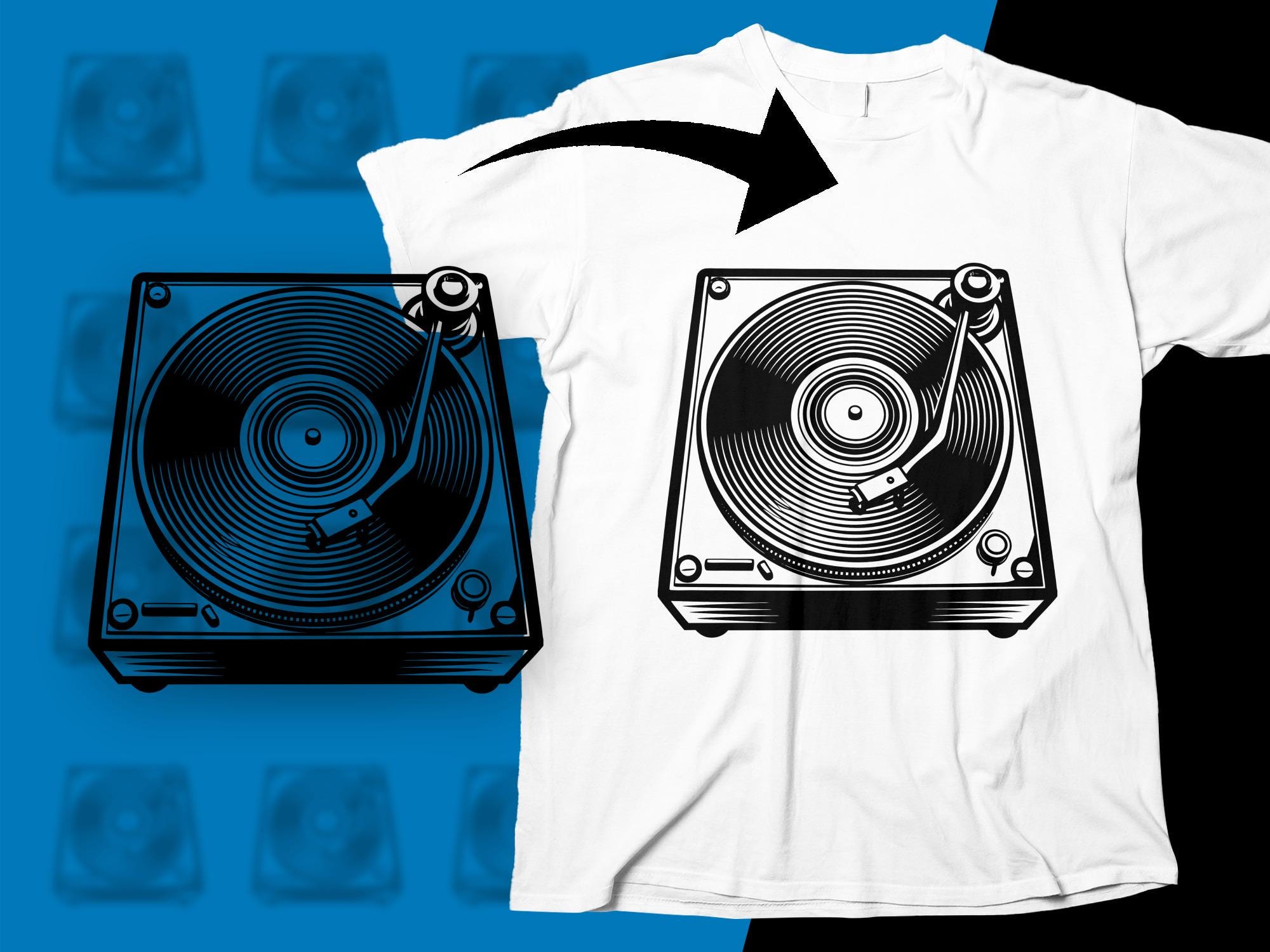 Retro Turntable Digital Svg, Vinyl Record Png, Music Player Eps, Dxf ...