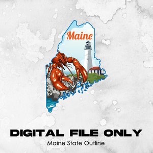 Maine State Outline United States Design Png, Jpg, Pdf | Clipart ...
