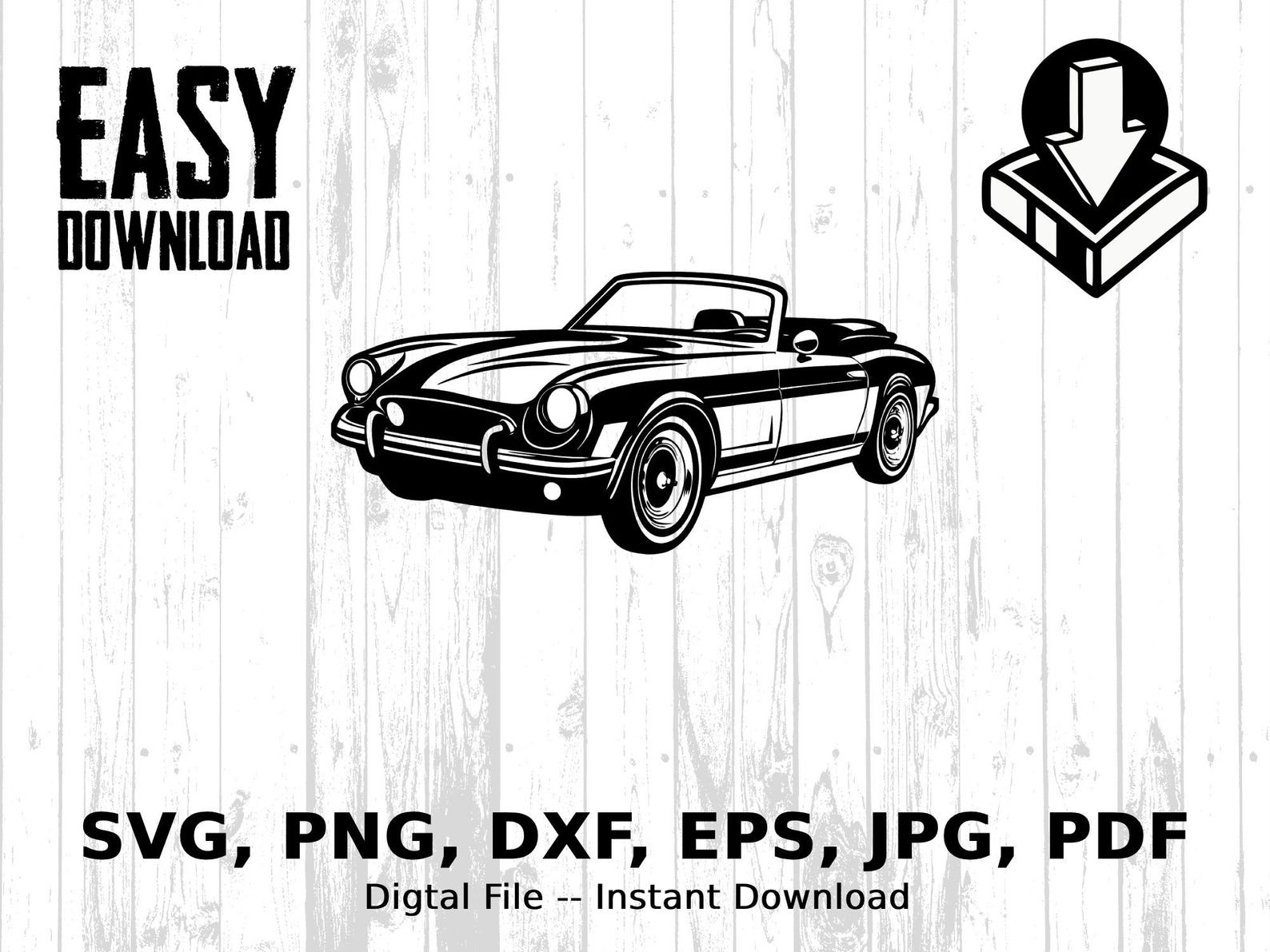 Classic Car Digital Svg, Roadster Png, Vintage Vehicle Eps, Dxf, Jpg ...