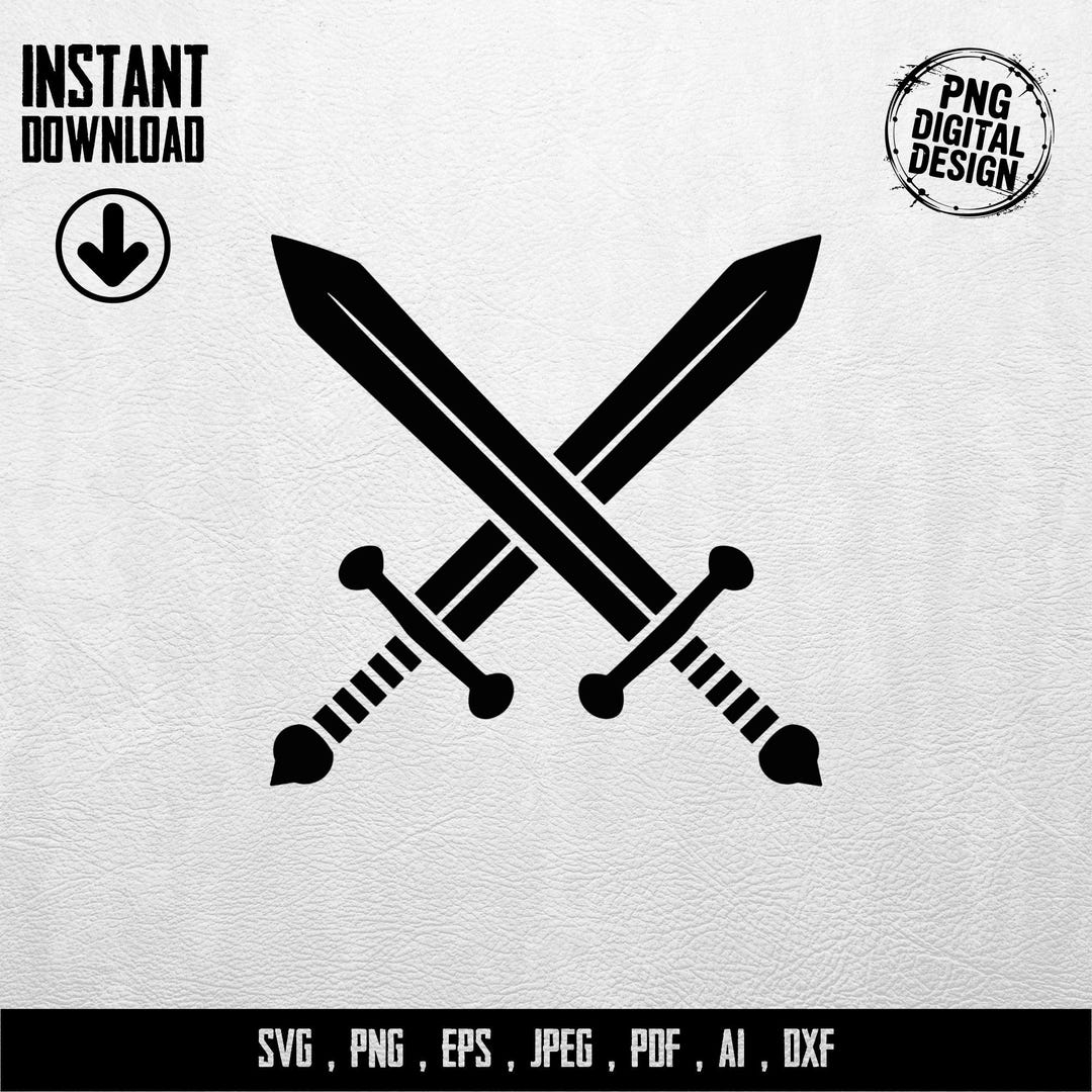Crossed Swords Digital, Medieval Svg, Warrior Png, Two Swords Jpg ...