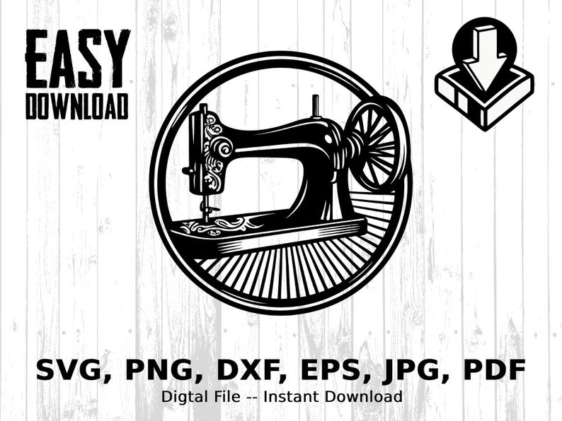 Vintage Sewing Machine Digital Svg, Antique Tailor Png, Retro Craft Eps ...