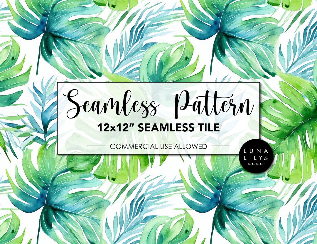 Tropical Foliage Seamless Pattern, Watercolor Tropical Pattern Tile ...