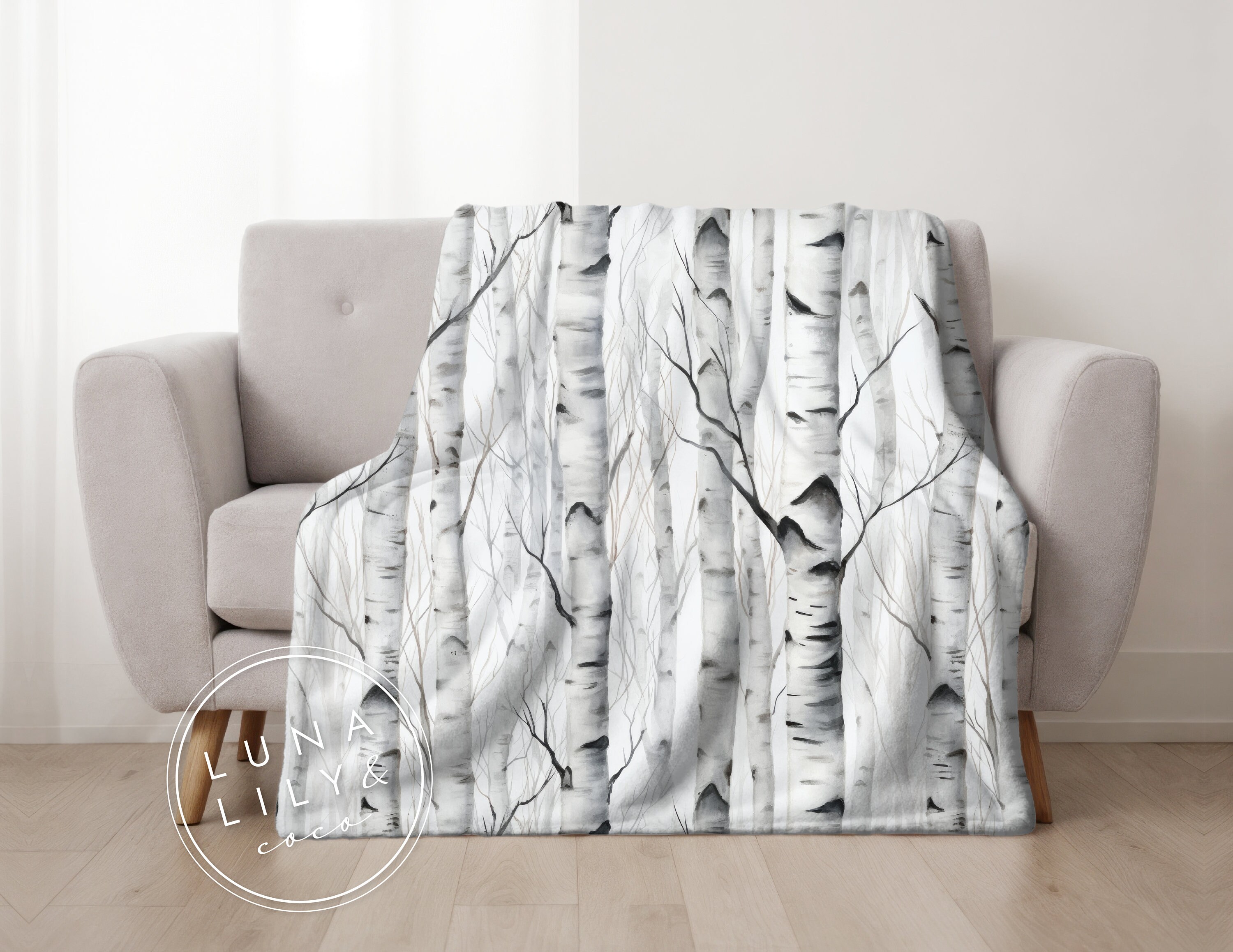 Forest Seamless Pattern, White Birch Tree Digital Paper, Woodland ...