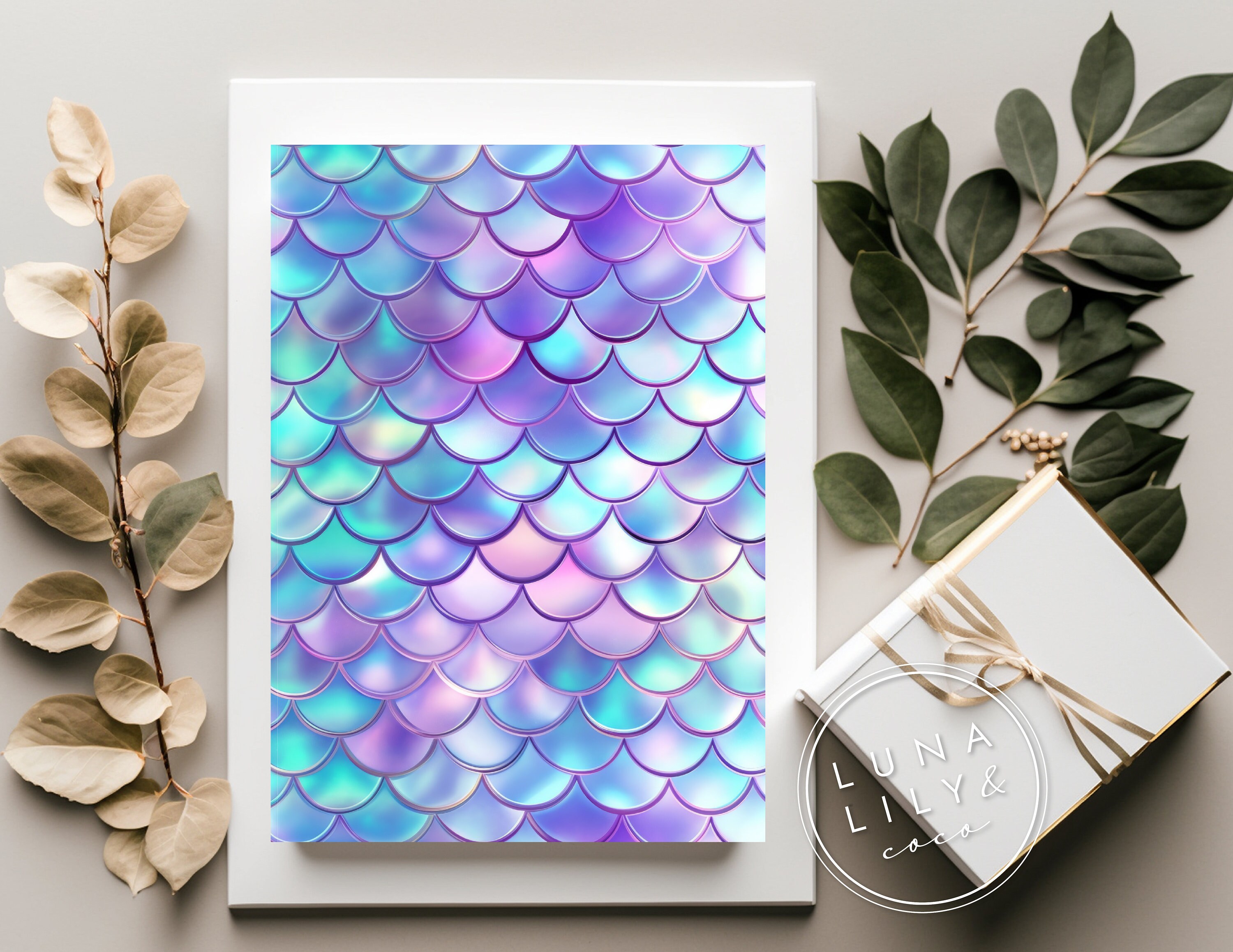 Holographic Mermaid Scales Seamless Pattern, Mermaid Digital Paper ...