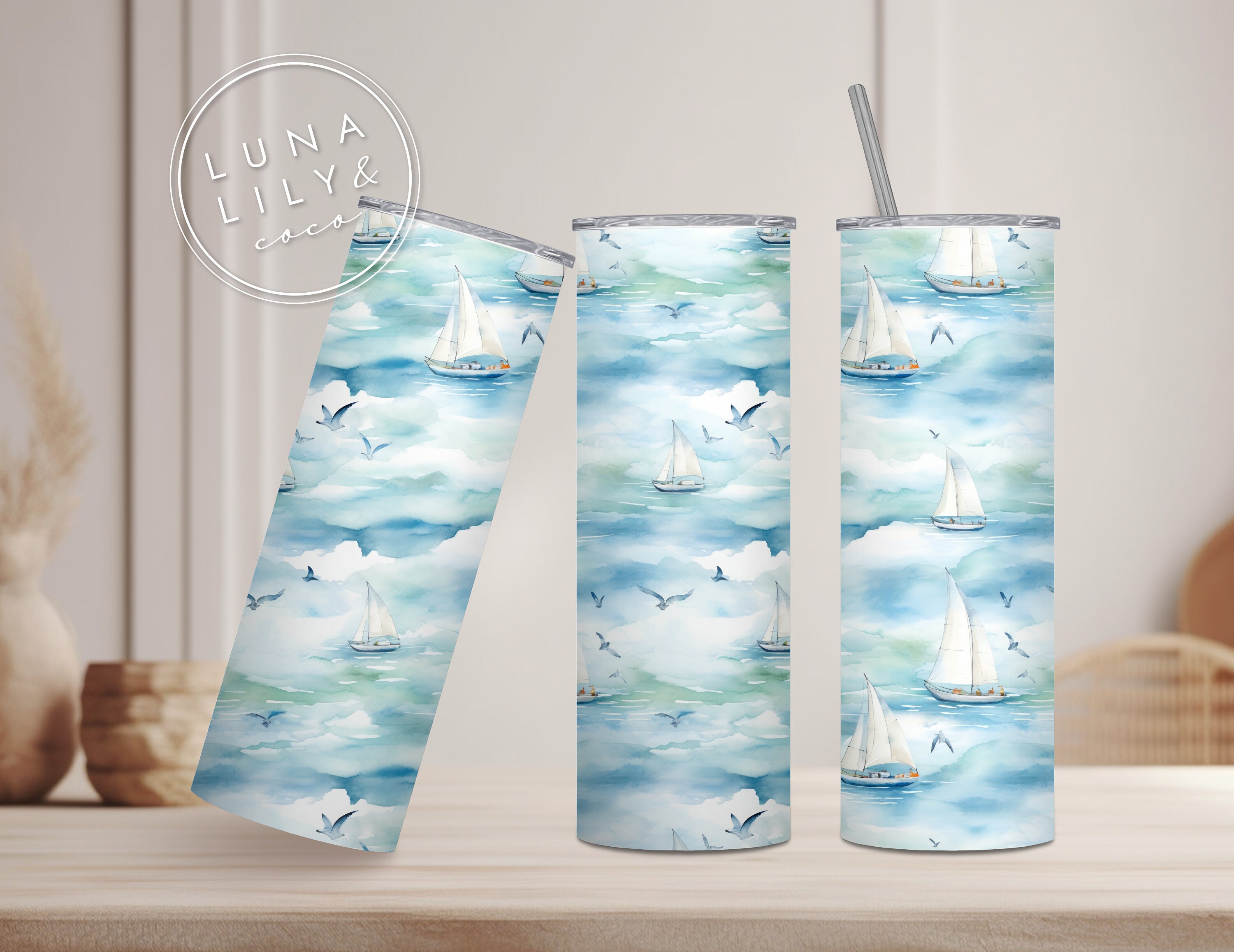 Nautical Seamless Pattern Tile, Ocean Seamless File, Watercolor ...