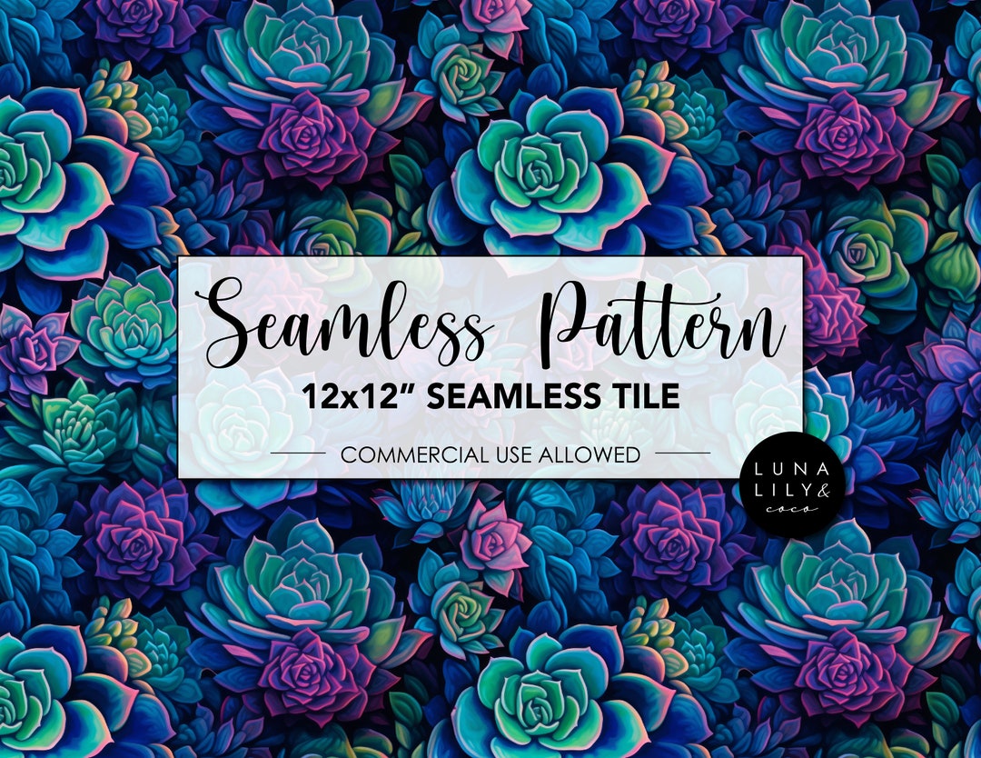 Succulent Seamless Pattern, Digital Paper PNG, Instant Download ...