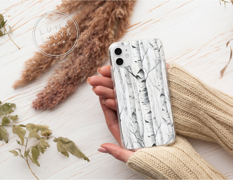 Forest Seamless Pattern, White Birch Tree Digital Paper, Woodland ...