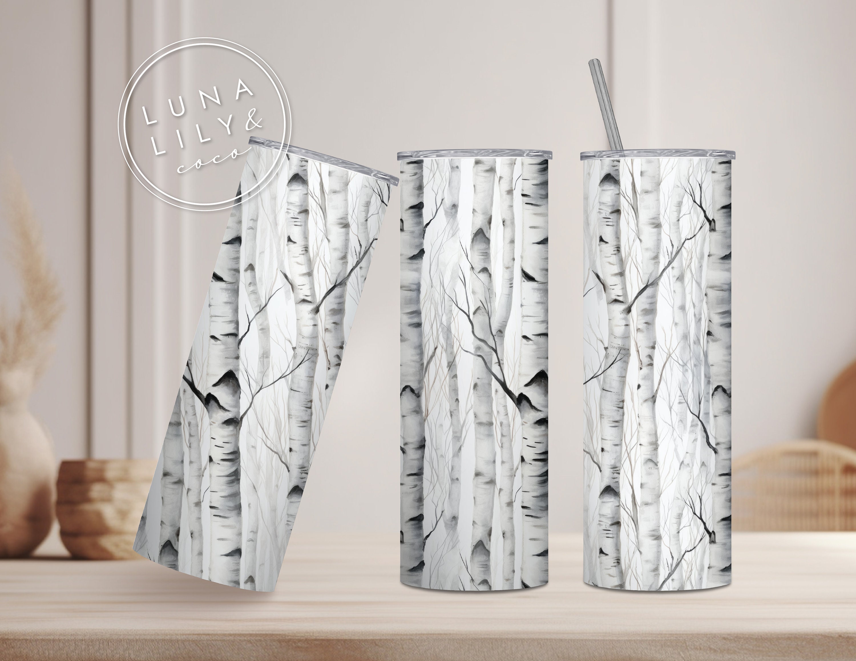 Forest Seamless Pattern, White Birch Tree Digital Paper, Woodland ...