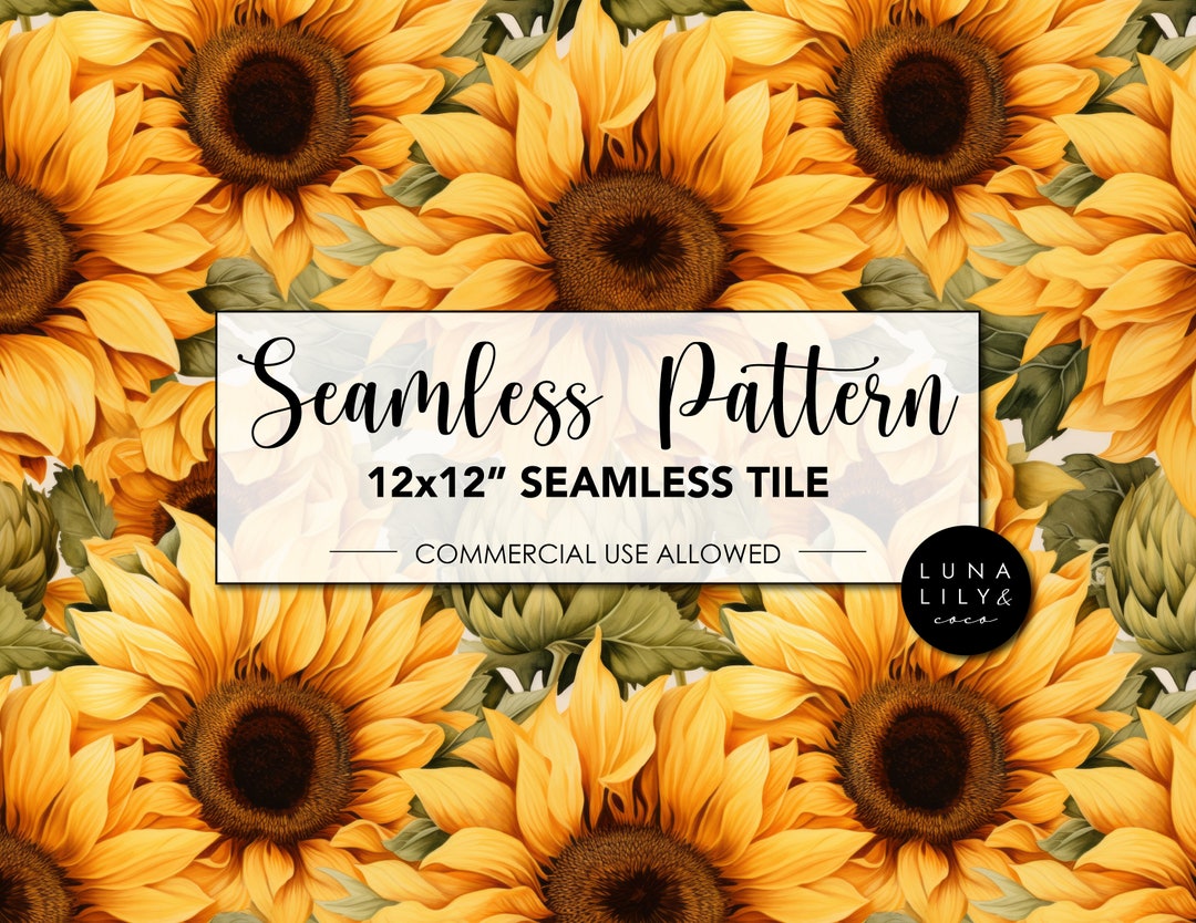Sunflower Seamless Pattern Tile, Repeating Pattern, Floral Seamless ...