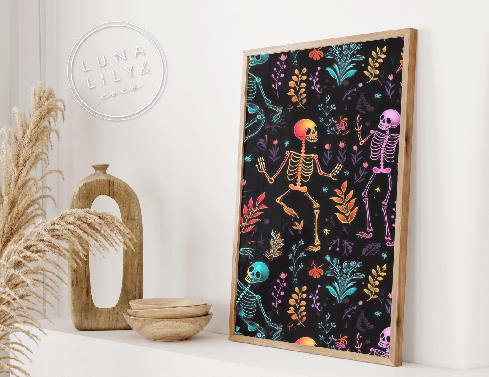 Colorful Skeleton Seamless Pattern, Halloween Seamless Pattern ...