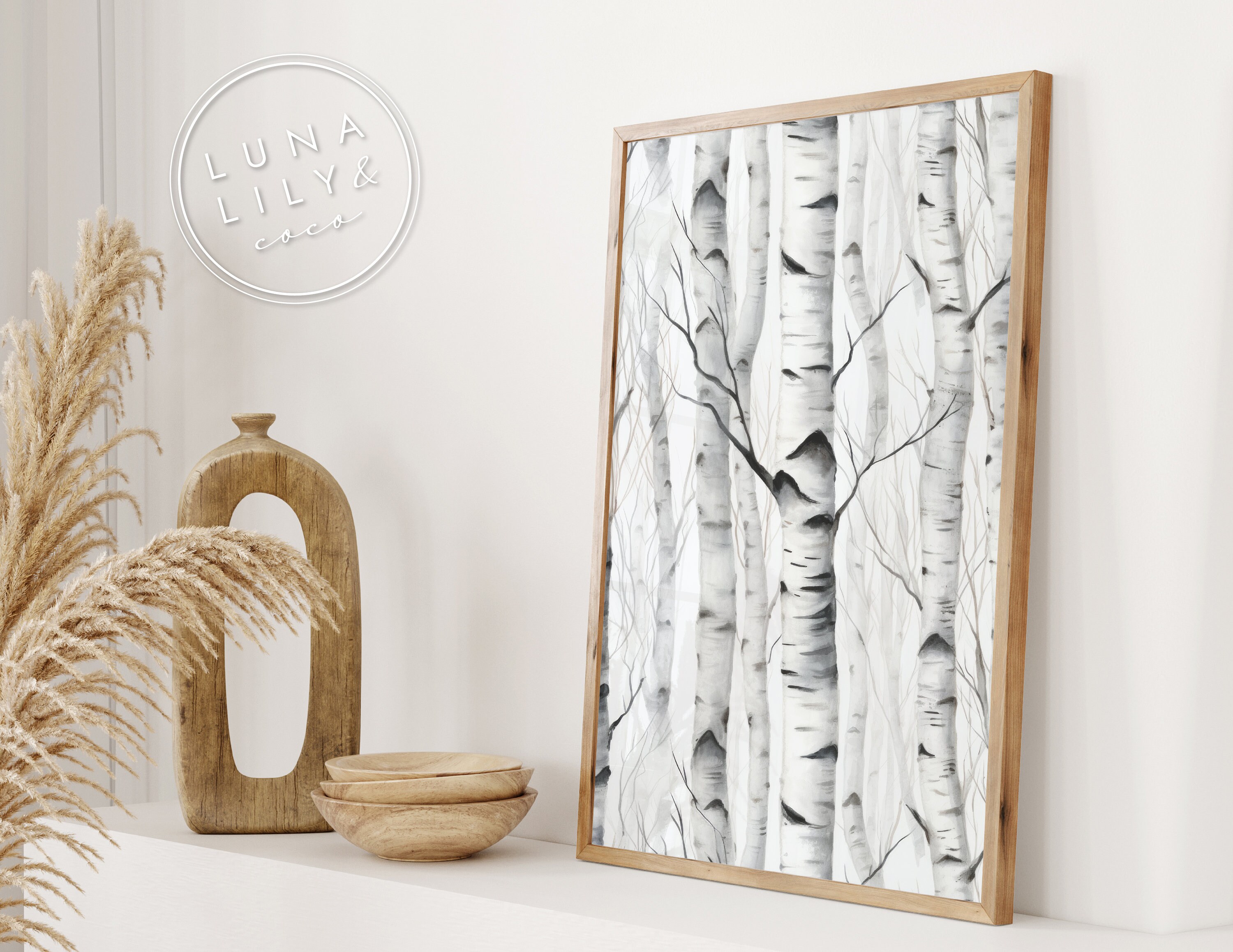 Forest Seamless Pattern, White Birch Tree Digital Paper, Woodland ...