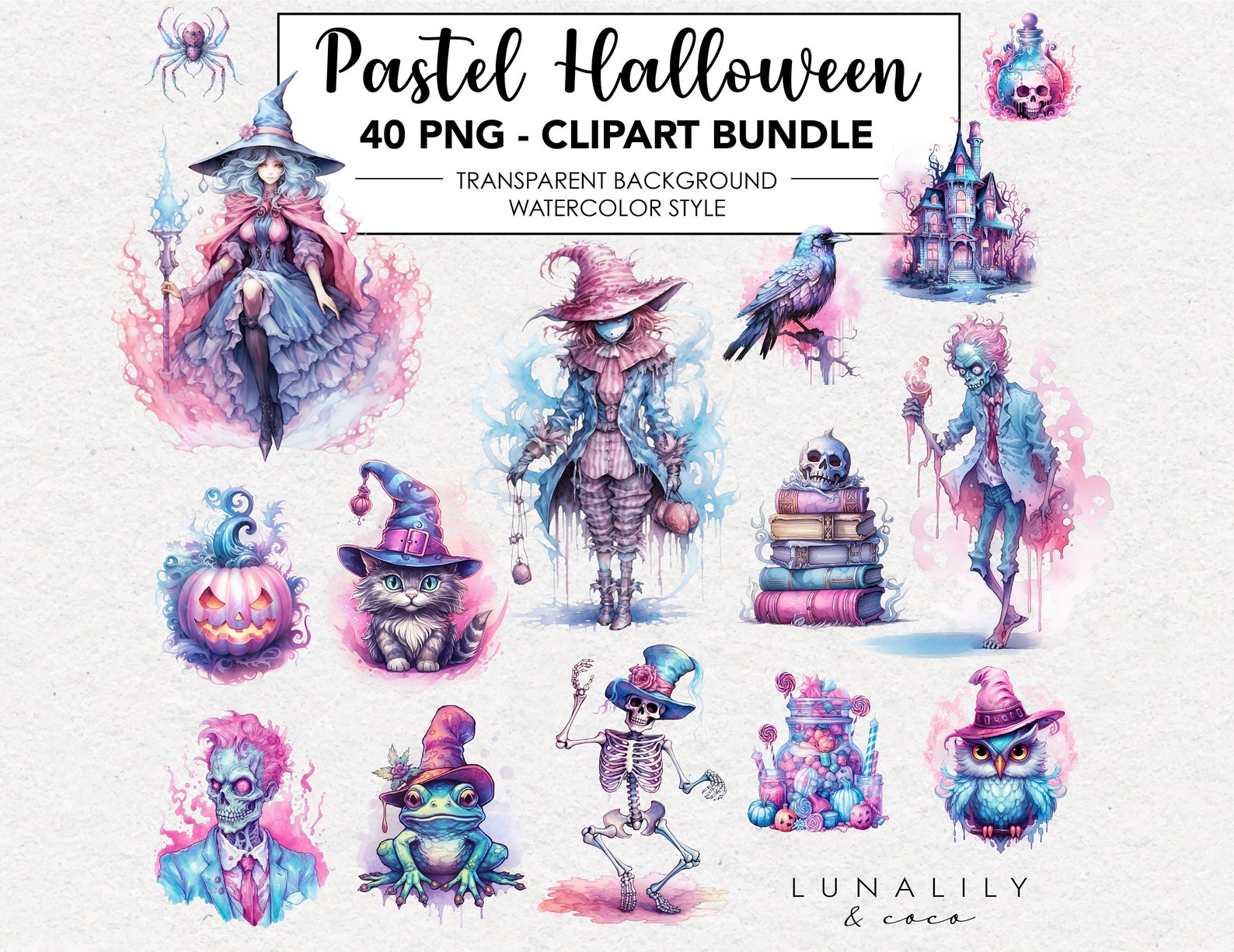 40 Pastel Halloween Clipart, Pastelloween Clipart, Halloween Clipart ...