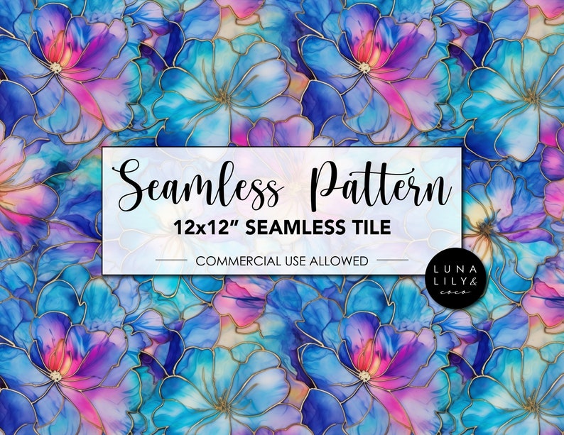 Iridescent Alcohol Ink Floral Pattern With Holo Touch, Abstract Floral Pattern, Holographic ...