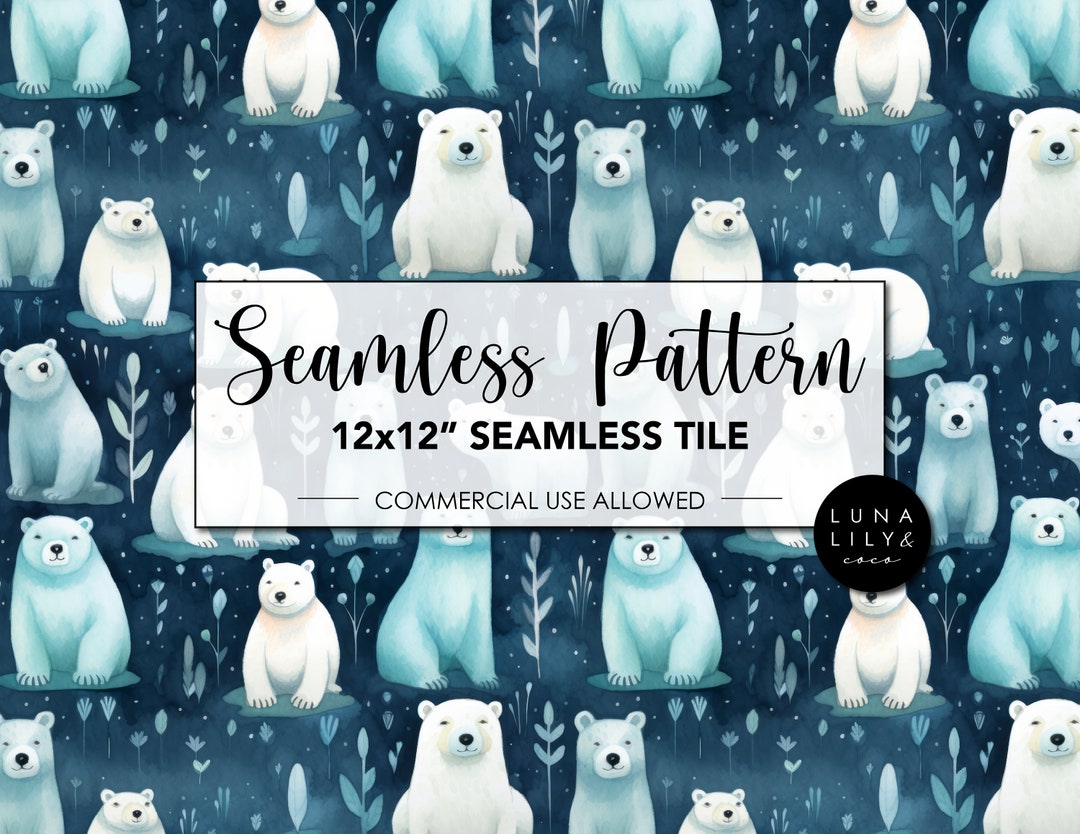 Cute Polar Bear Seamless Pattern, Bears Seamless Pattern Tile, Arctic ...