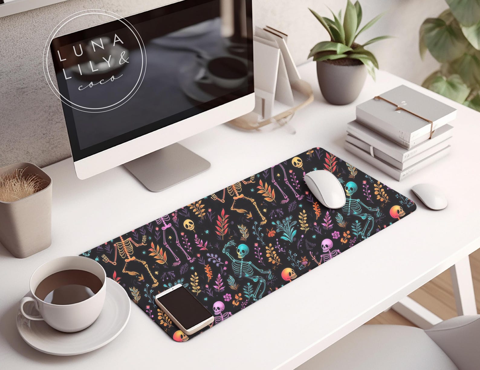 Colorful Skeleton Seamless Pattern, Halloween Seamless Pattern ...