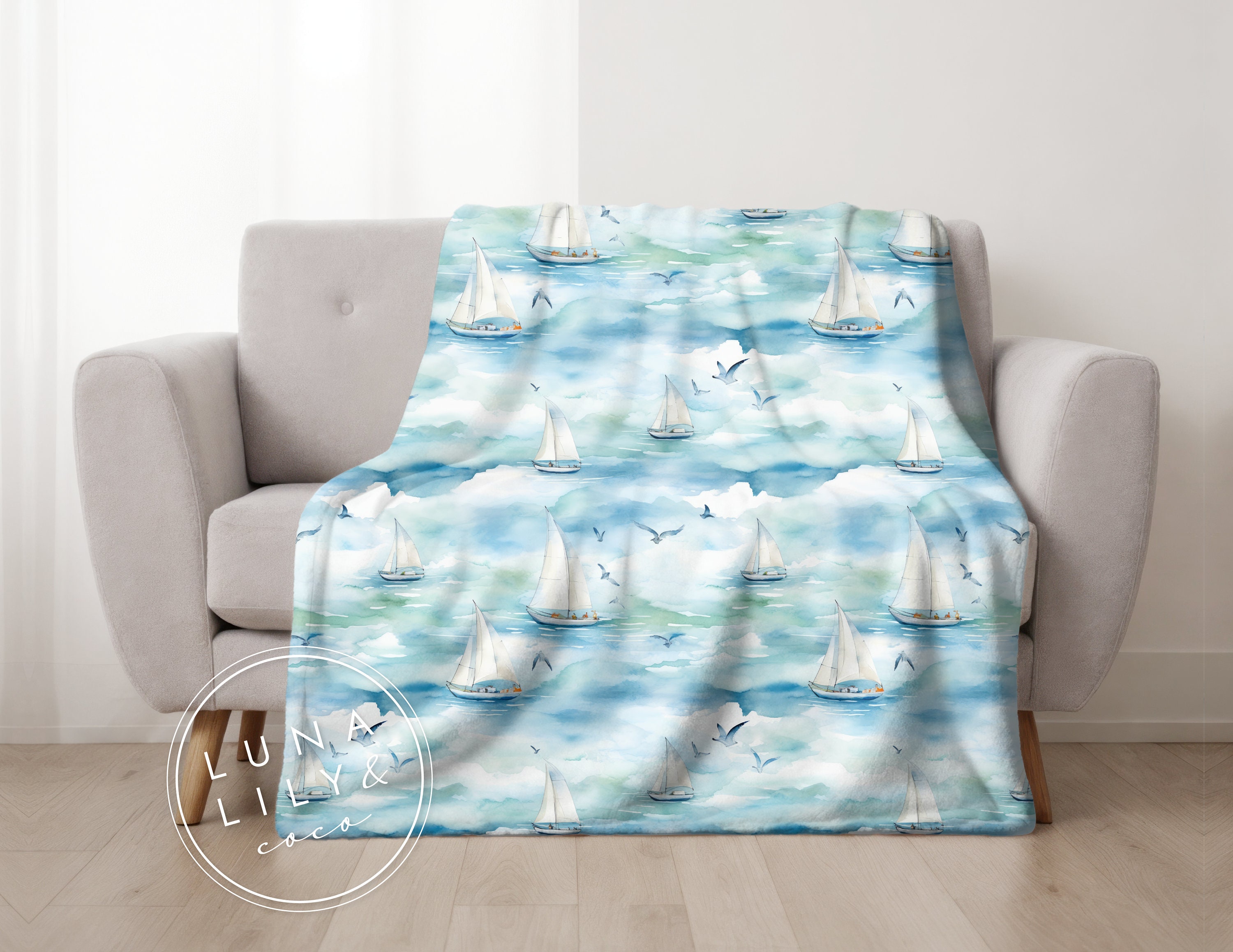 Nautical Seamless Pattern Tile, Ocean Seamless File, Watercolor ...