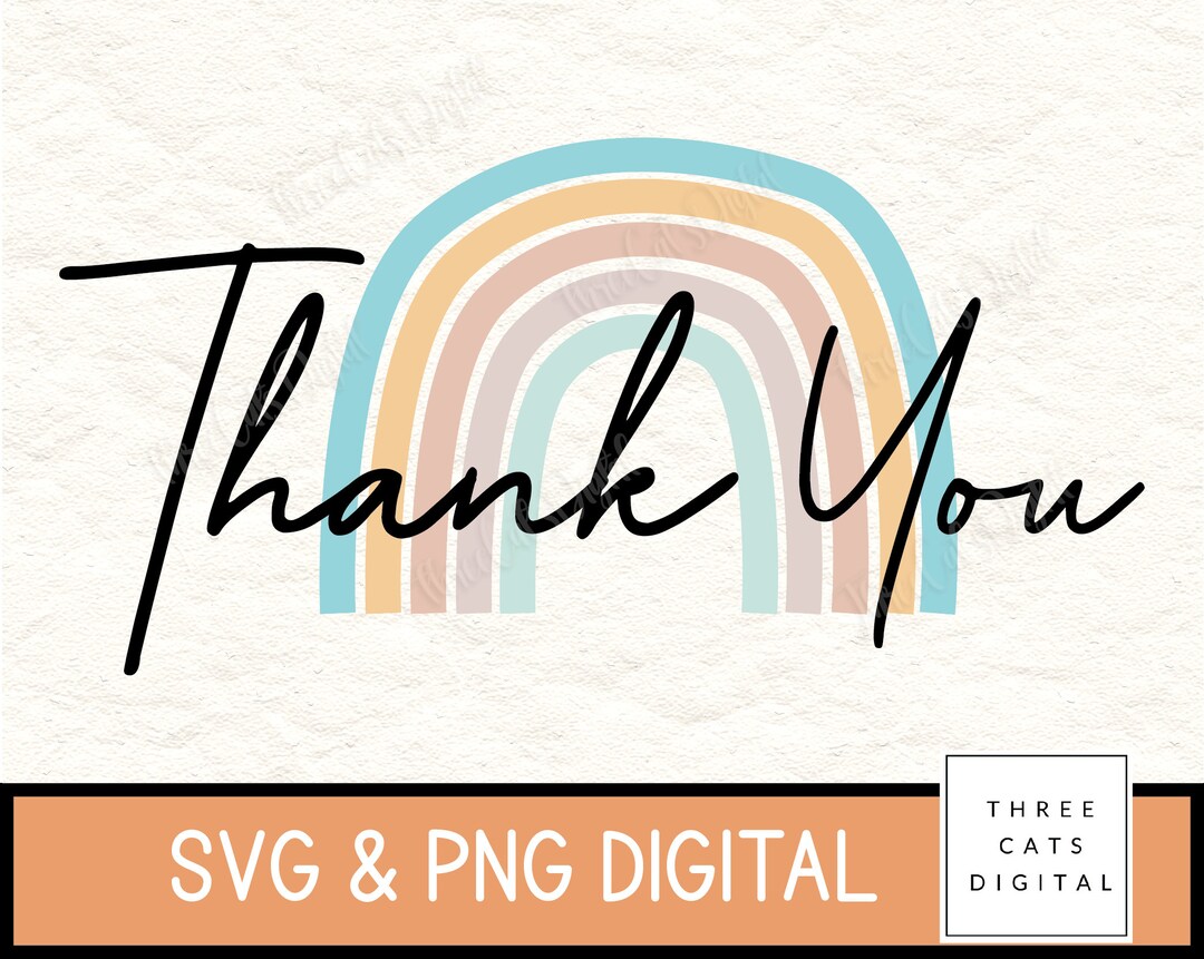 Thank You Svg, Thank You Card, Png, Instant Digital Download, Rainbow ...