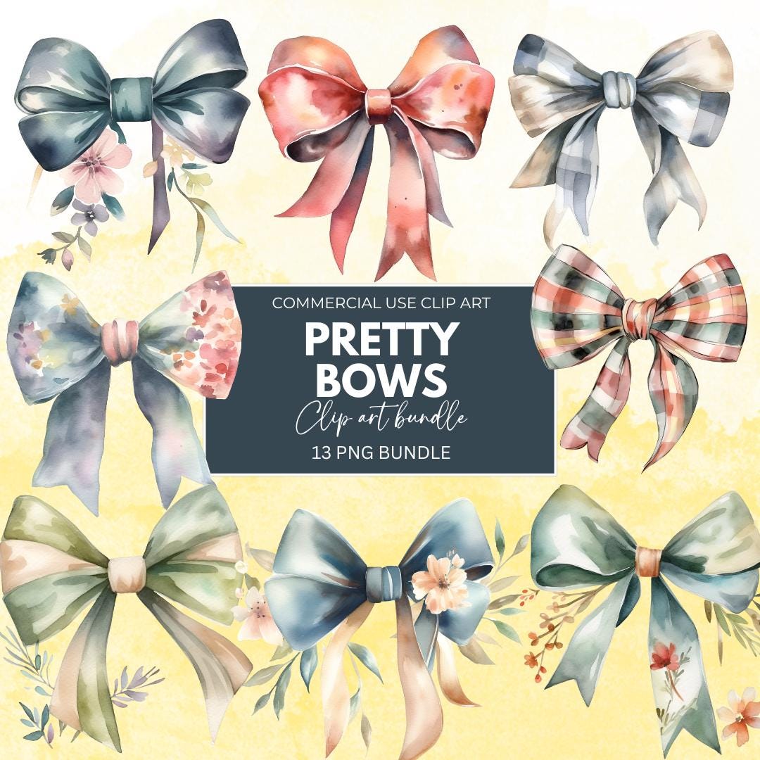 Coquette Bow Clipart, Ribbon Clip Art, Cute Bow PNG, Cottagecore ...