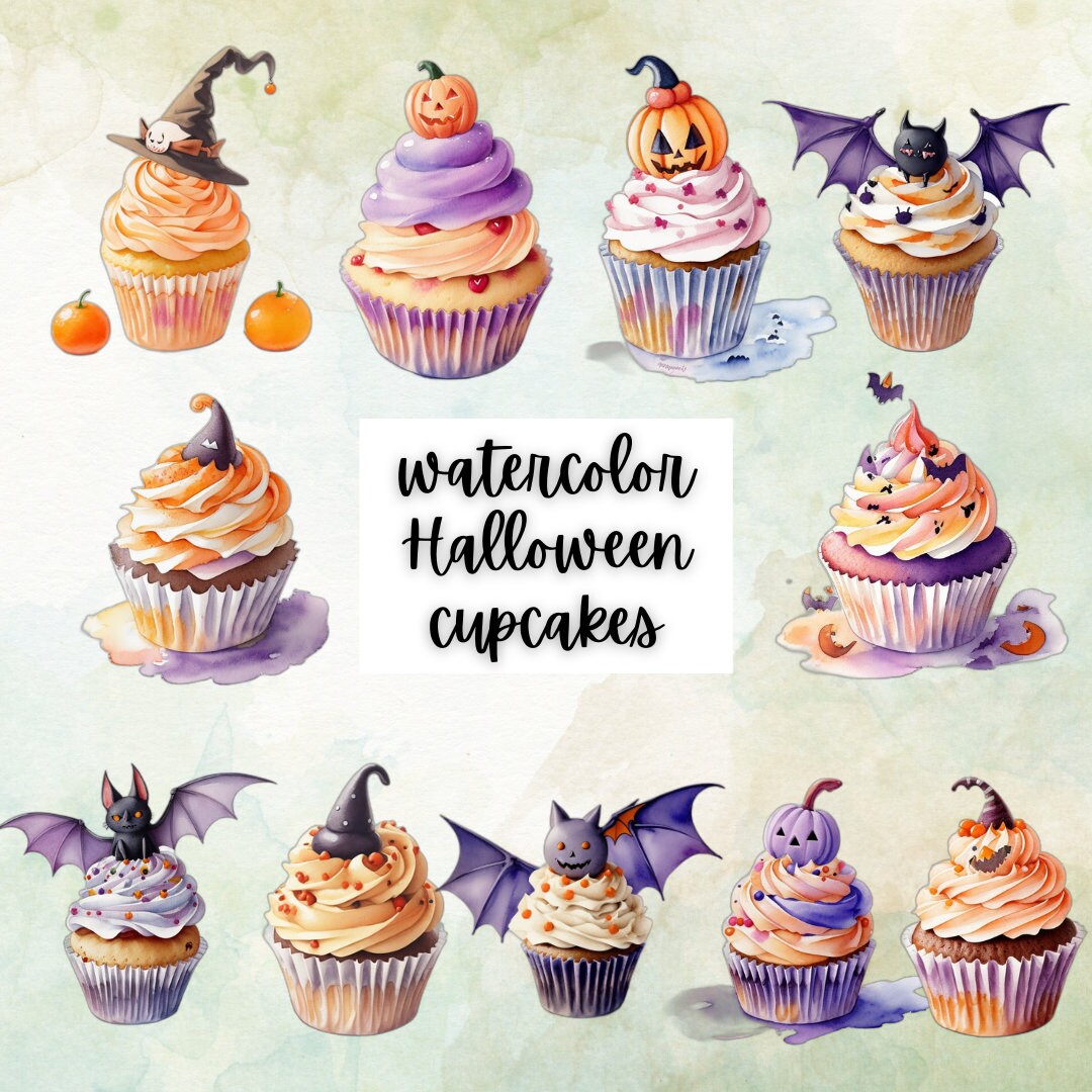 Halloween Cupcake Clipart, Halloween Clipart, - Etsy
