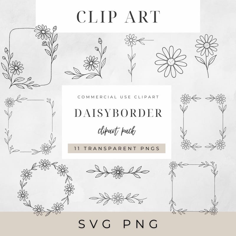 Daisy Border Line Drawing - Etsy