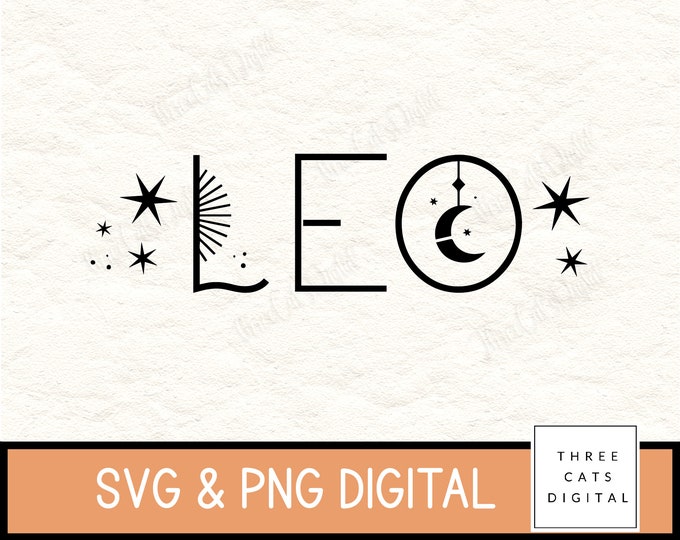 Leo Zodiac Name in Gothic Font | Leo Svg | Constellation Svg | Zodiac ...