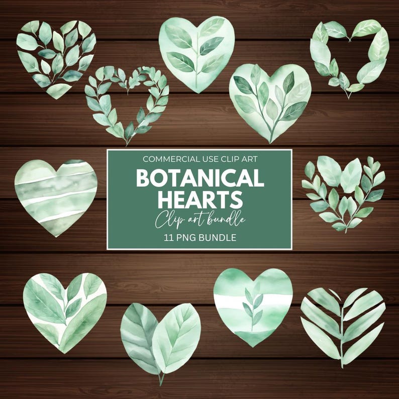 Cute Hearts Clip Art, Sage Green Hearts Png, Heart Png Bundle, - Etsy