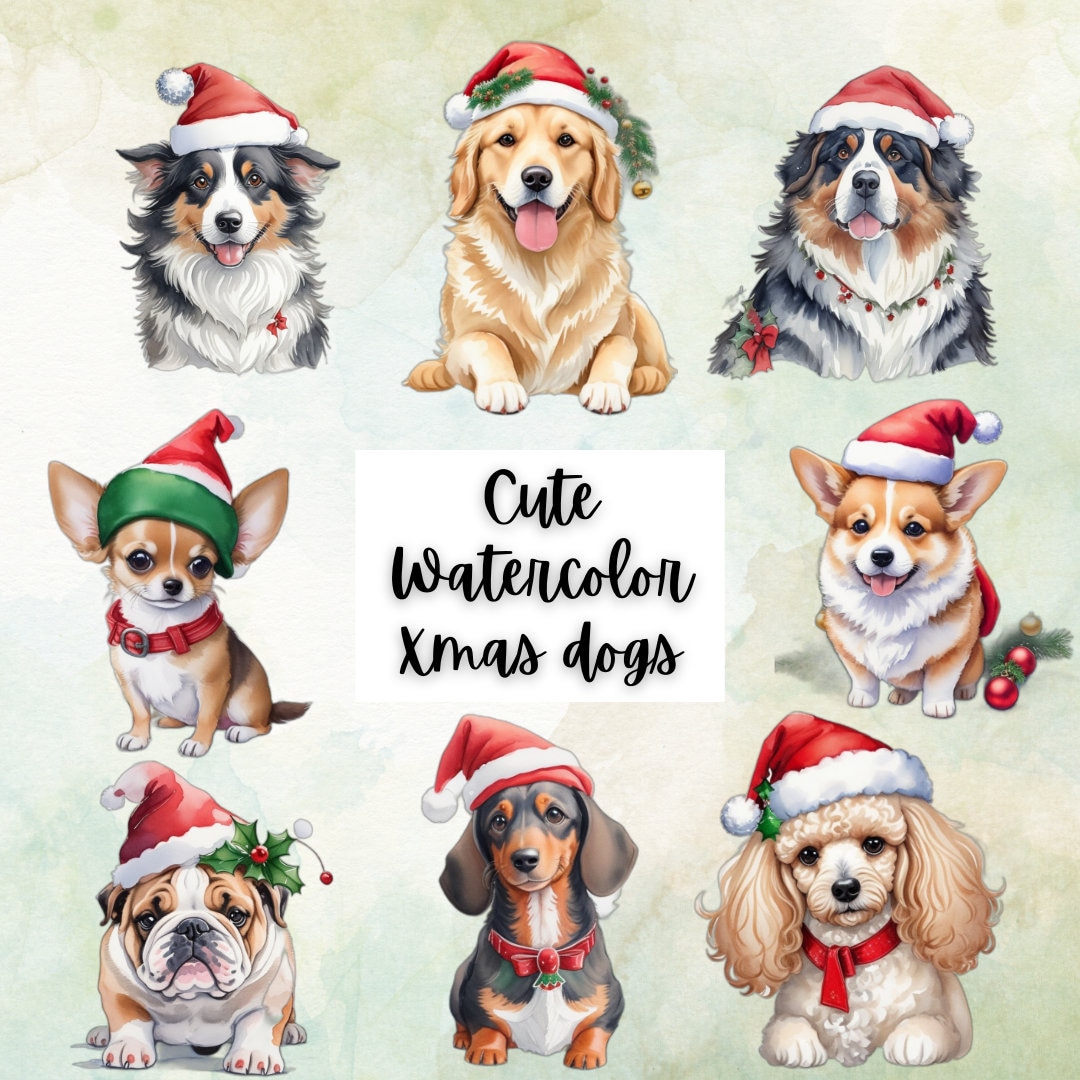 Watercolor Dogs Png, Christmas Dogs Clip Art, Dog Breed Clip Art, Pets ...