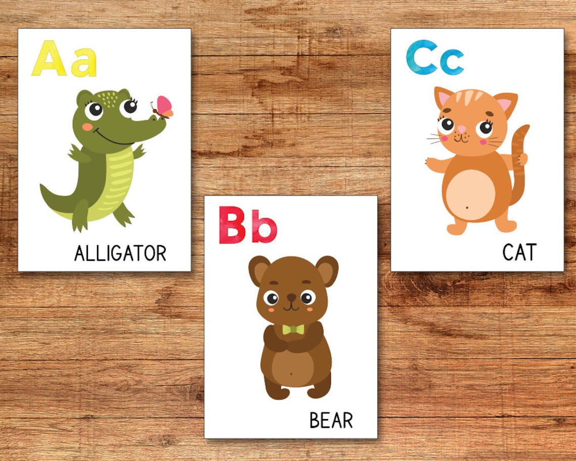 Alphabet Flash Cards, Alphabet Printable, Animal Alphabet Flash Cards ...