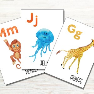 Alphabet Flash Cards, Alphabet Printable, Animal Alphabet Flash Cards ...