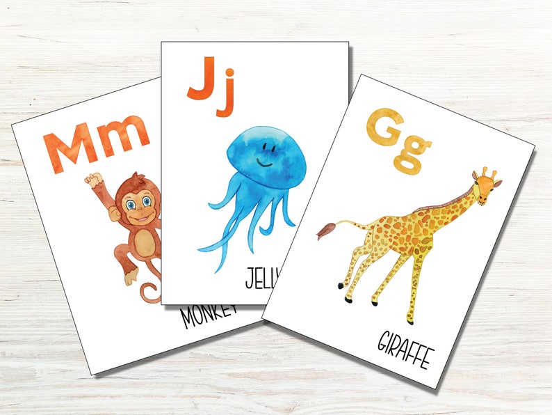 Alphabet Flash Cards, Alphabet Printable, Animal Alphabet Flash Cards ...