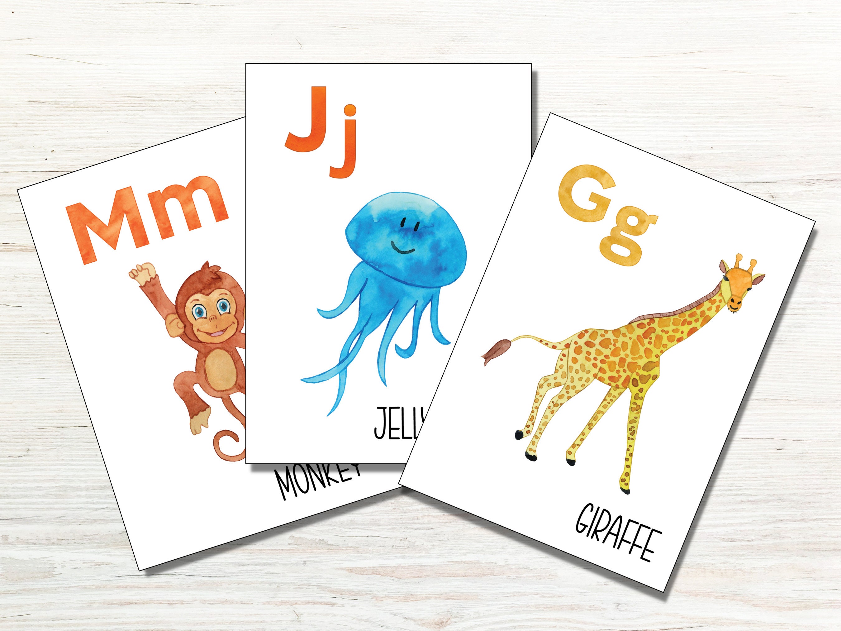 Alphabet Flash Cards, Alphabet Printable, Animal Alphabet Flash Cards ...