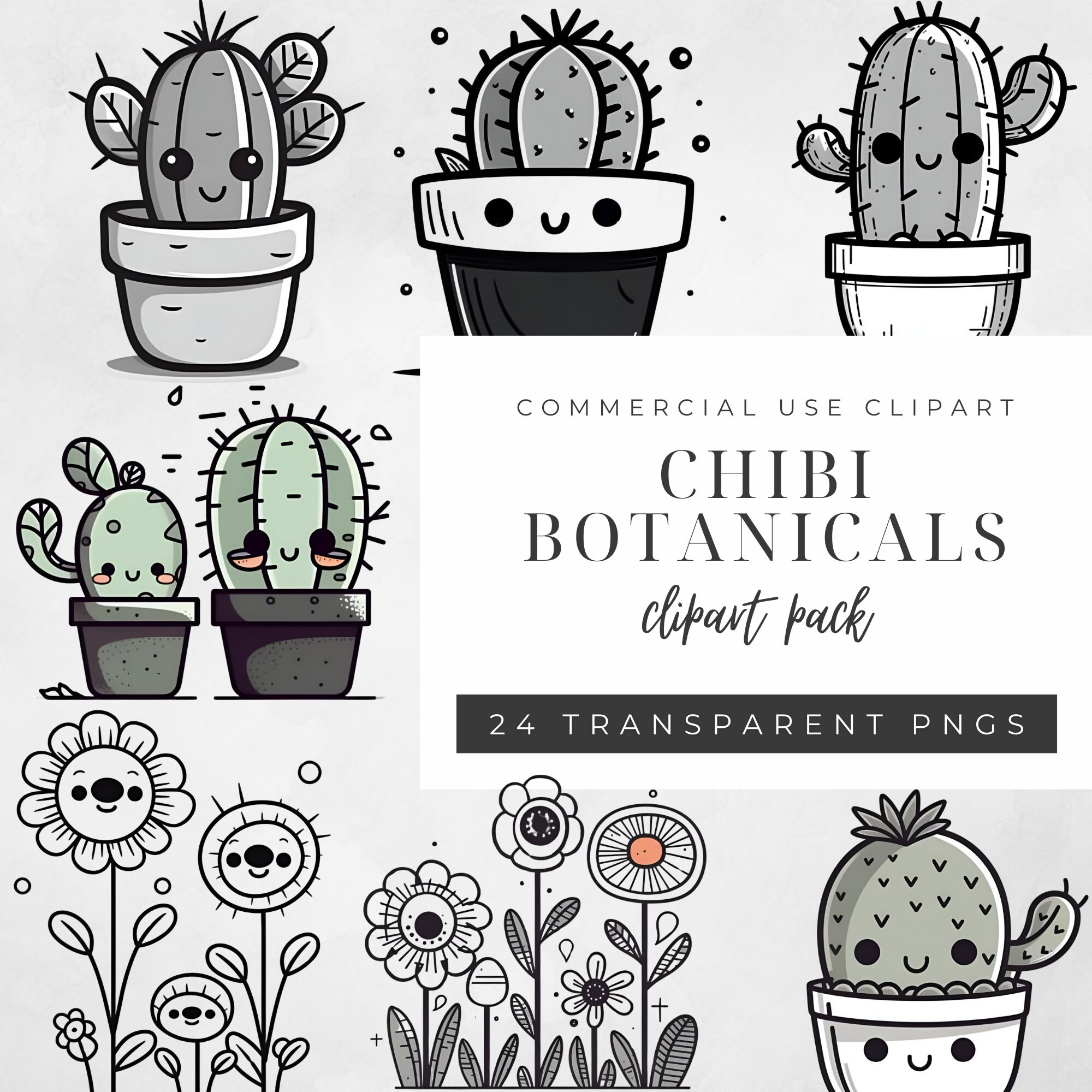 Chibi Clipart, Cactus Clipart, Chibi Botanicals Svg, Cute Cactus Png ...